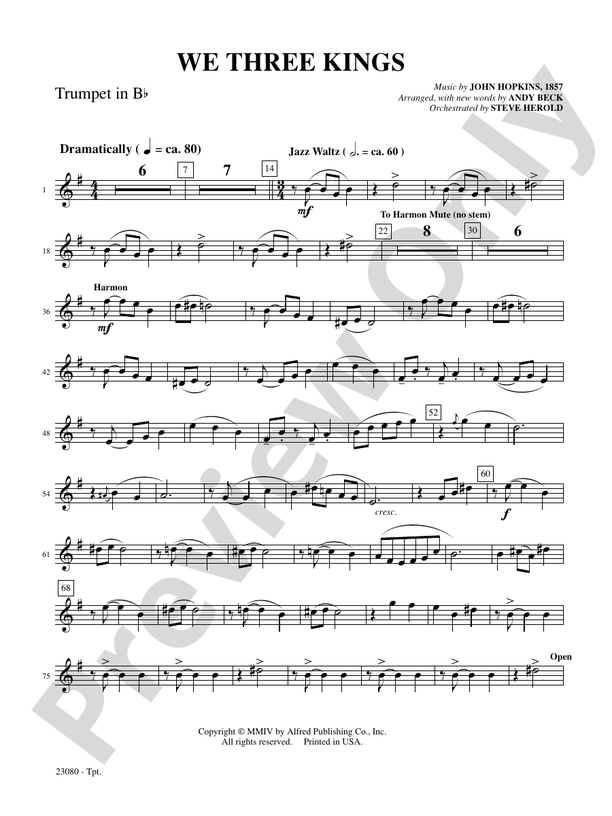 We Three Kings: 1st B-flat Trumpet: 1st B-flat Trumpet Part - Digital ...