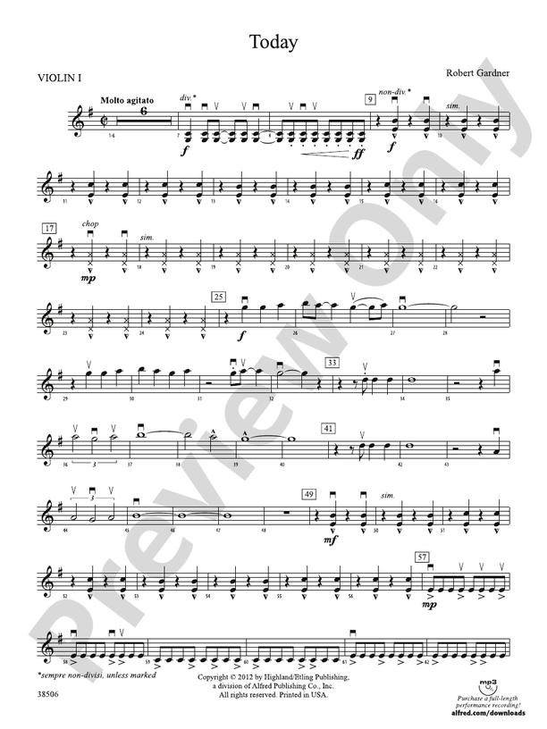 Today: 1st Violin: 1st Violin Part - Digital Sheet Music Download