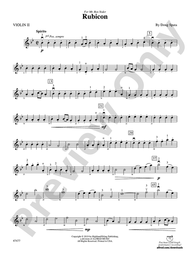 Rubicon: 2nd Violin: 2nd Violin Part - Digital Sheet Music Download