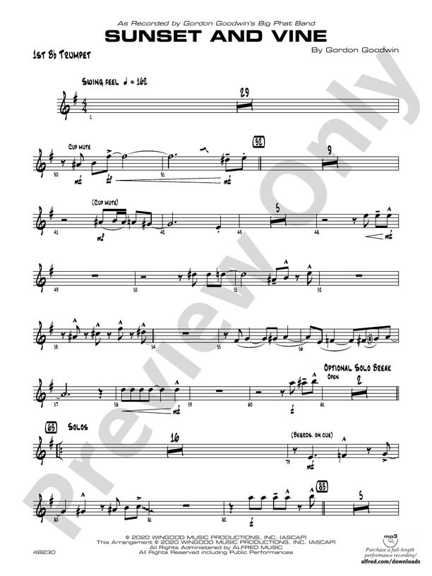 Sunset and Vine: 1st B-flat Trumpet: 1st B-flat Trumpet Part - Digital ...