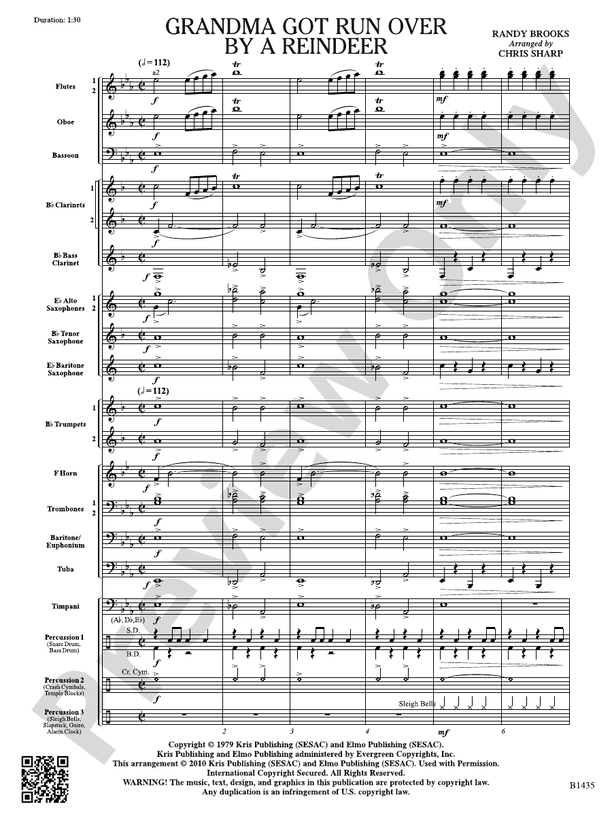 Grandma Got Run Over By A Reindeer Score Randy Brooks Digital