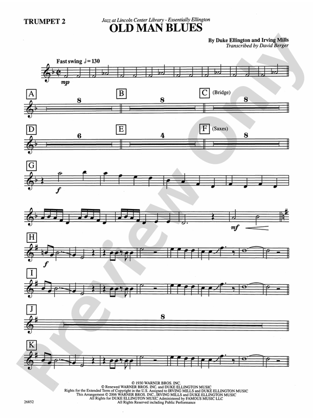 Old Man Blues: 2nd B-flat Trumpet: 2nd B-flat Trumpet Part - Digital Sheet Music Download