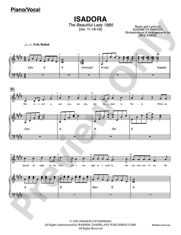 Isadora (The Beautiful Lady 1985): Piano: Elizabeth Swados - Digital ...