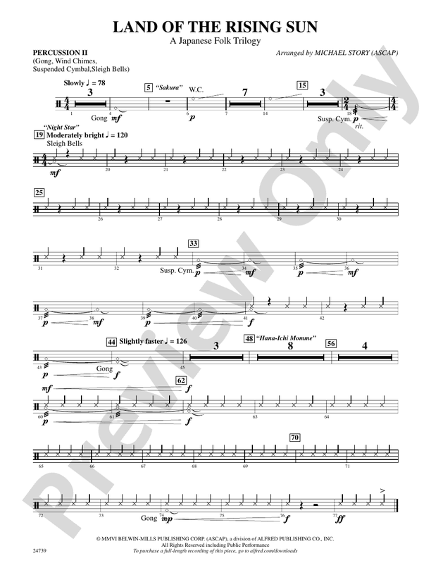 Land of the Rising Sun (A Japanese Folk Trilogy): 2nd Percussion: 2nd ...