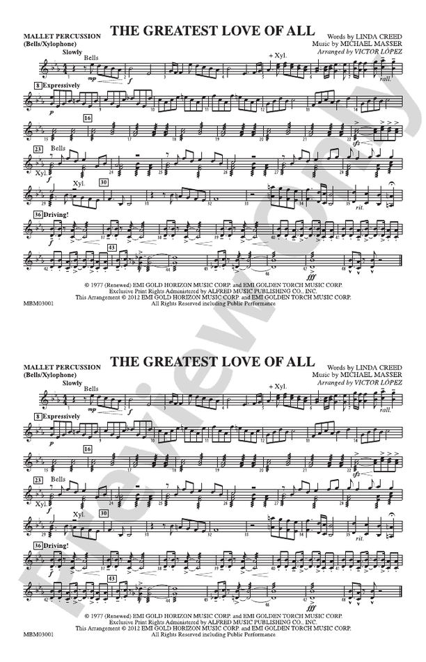 The Greatest Love of All: Mallets: Mallets Part - Digital Sheet Music ...