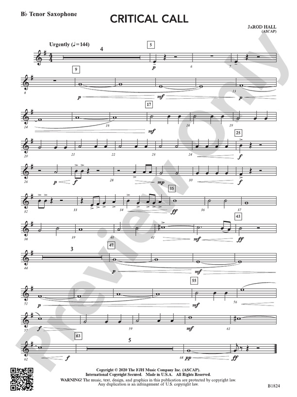 Critical Call: B-flat Tenor Saxophone: B-flat Tenor Saxophone Part ...