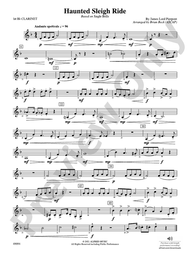 Haunted Sleigh Ride: 1st B-flat Clarinet: 1st B-flat Clarinet Part ...