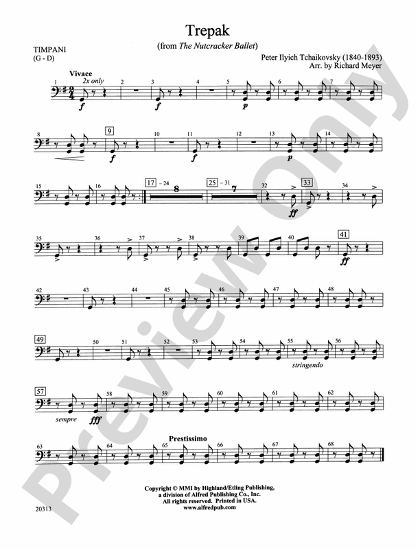 Trepak from The Nutcracker Ballet: Timpani: Timpani Part - Digital ...