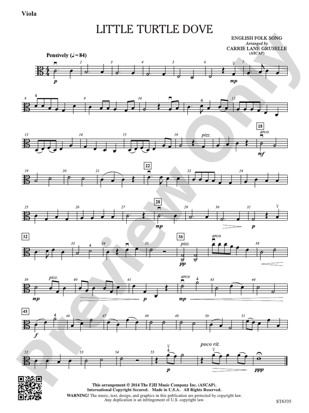 Little Turtle Dove: Viola: Viola Part - Digital Sheet Music Download
