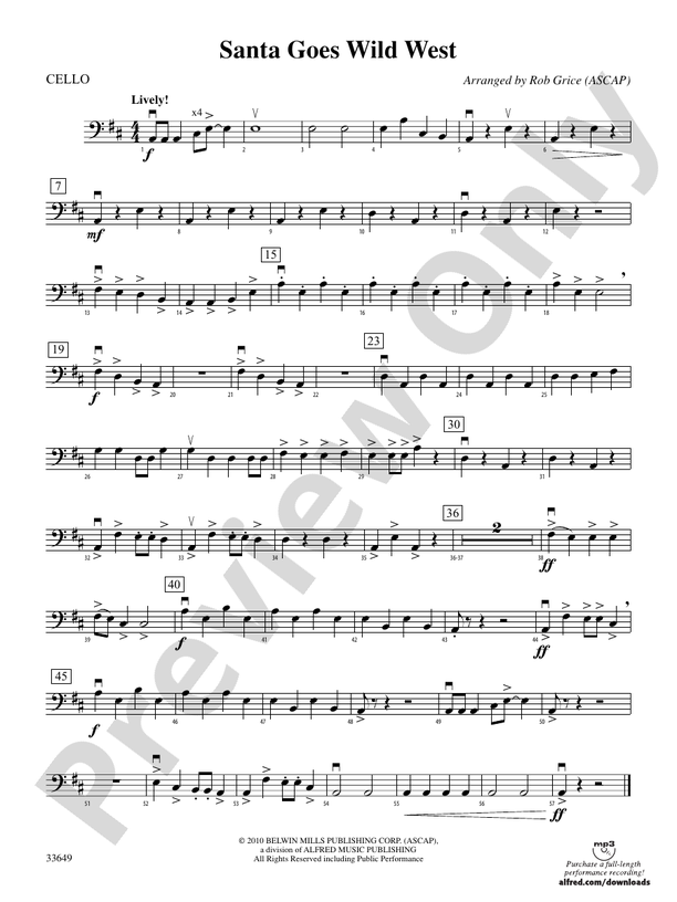 Santa Goes Wild West: Cello: Cello Part - Digital Sheet Music Download