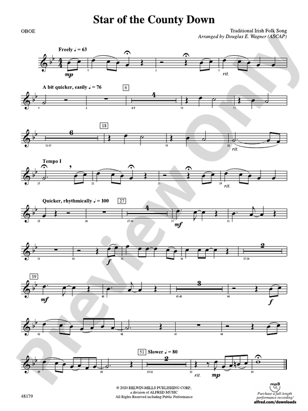 Star of the County Down: Oboe: Oboe Part - Digital Sheet Music Download