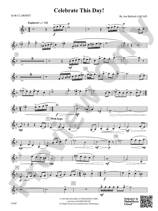 Celebrate This Day!: 1st B-flat Clarinet: 1st B-flat Clarinet Part - Digital Sheet Music Download