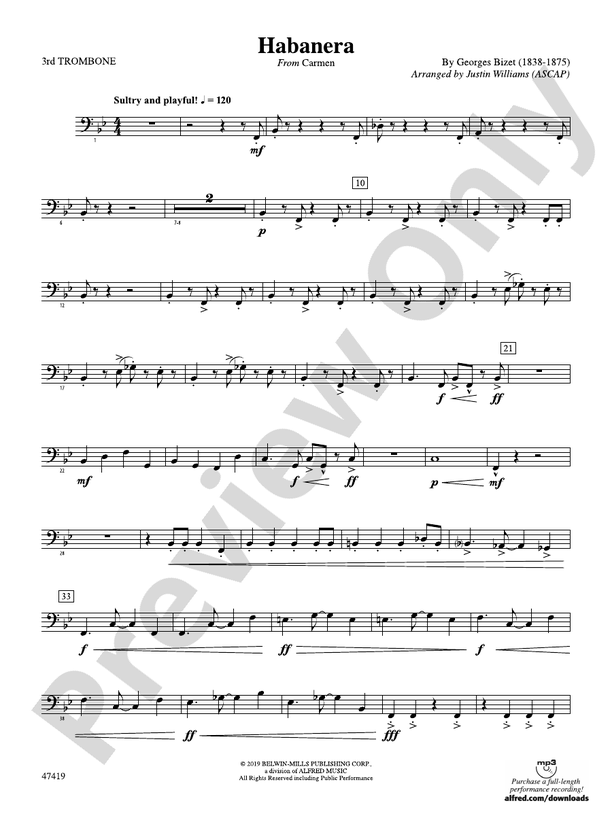Habanera: 3rd Trombone: 3rd Trombone Part - Digital Sheet Music Download