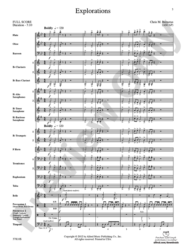 Explorations: Score: Concert Band Score - Digital Sheet Music Download