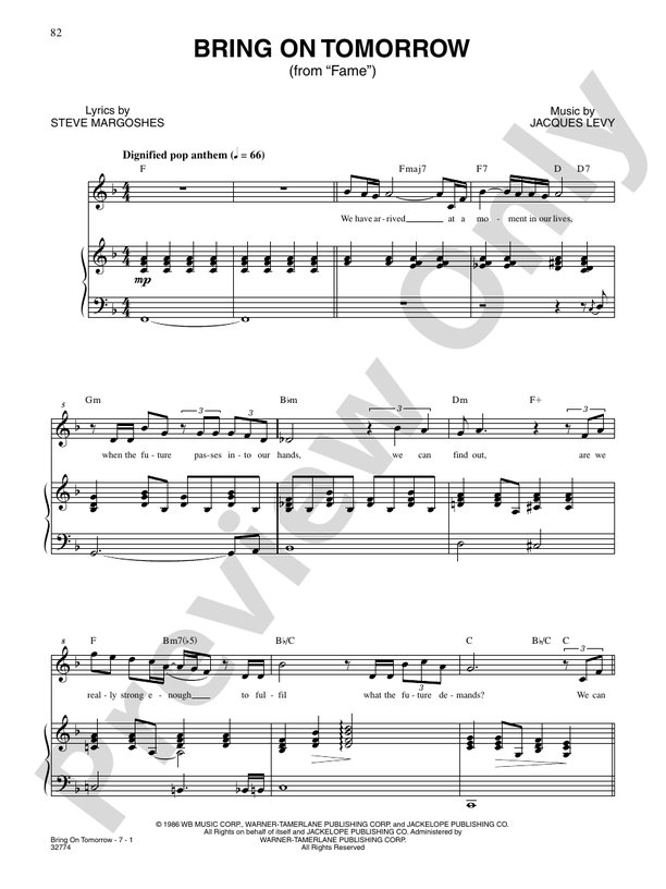 Bring on Tomorrow (From "Fame-the Musical"): Voice: Jacques Levy ...