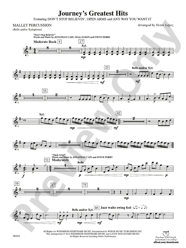 Journey's Greatest Hits: Mallets: Mallets Part - Digital Sheet Music ...