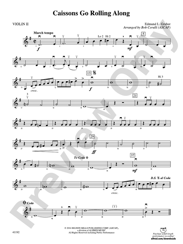 Caissons Go Rolling Along: 2nd Violin: 2nd Violin Part - Digital Sheet ...