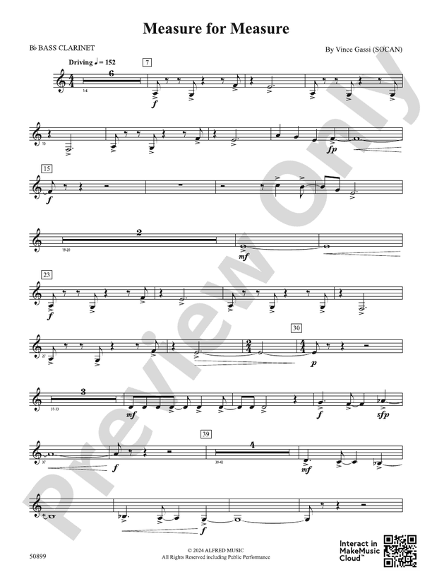 Measure for Measure: B-flat Bass Clarinet: B-flat Bass Clarinet Part ...