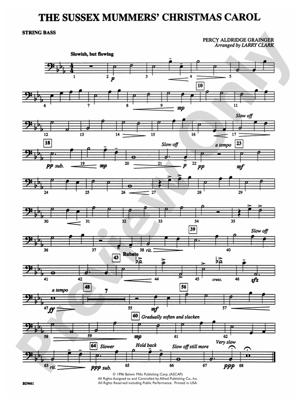 The Sussex Mummers' Christmas Carol: String Bass: String Bass Part ...
