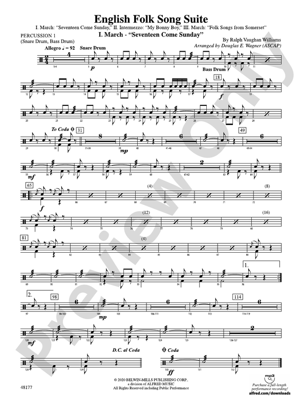 English Folk Song Suite: 1st Percussion: 1st Percussion Part - Digital ...