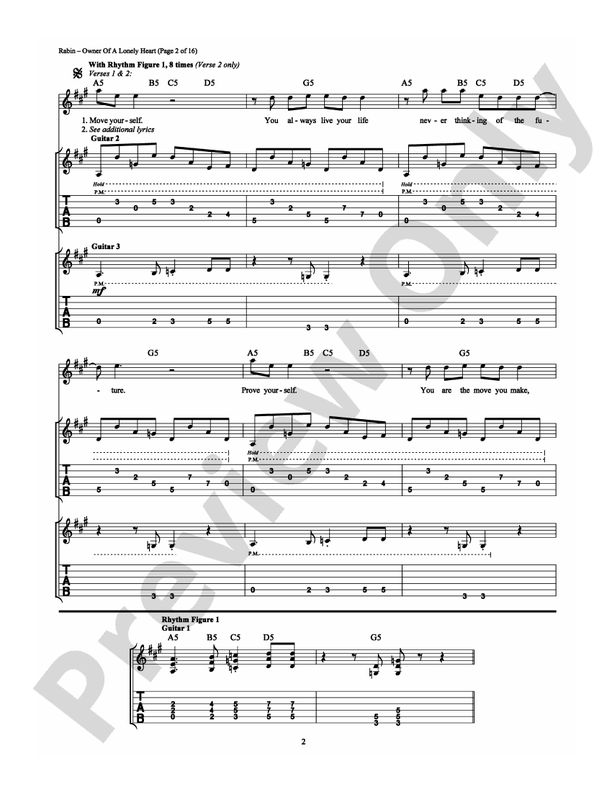 Owner of a Lonely Heart: Guitar TAB: Yes - Digital Sheet Music Download