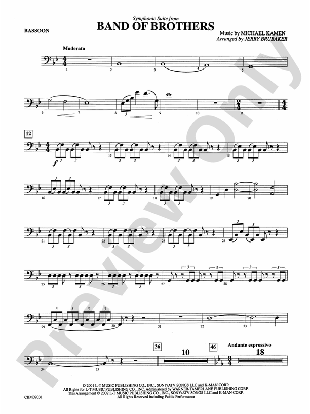 Band of Brothers, Symphonic Suite from: Bassoon: Bassoon Part - Digital ...