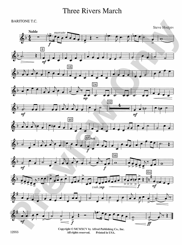 Three Rivers March: Baritone T.C.: Baritone T.C. Part - Digital Sheet ...