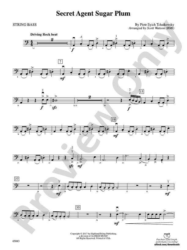 Secret Agent Sugar Plum: String Bass: String Bass Part - Digital Sheet Music Download