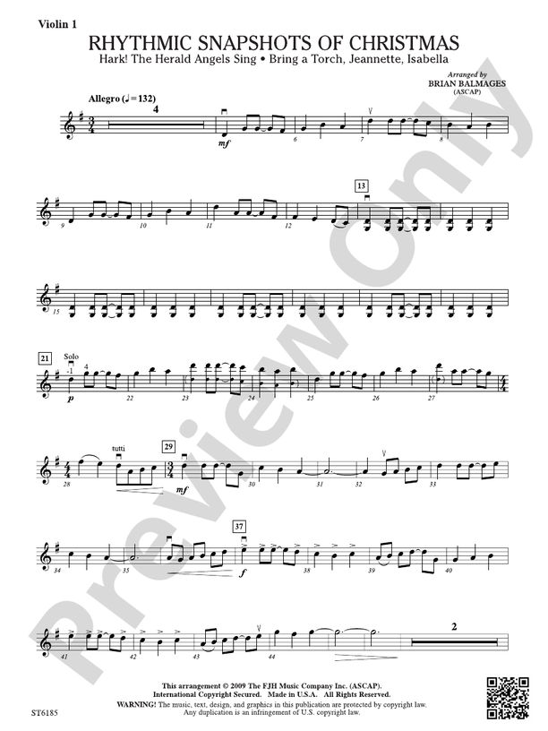 Rhythmic Snapshots of Christmas: Violin 1: Violin 1 Part - Digital ...