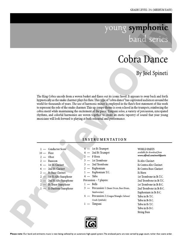 Cobra Dance: Concert Band Conductor Score & Parts: Joel Spineti ...