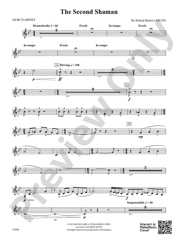 The Second Shaman: 3rd B-flat Clarinet: 3rd B-flat Clarinet Part - Digital Sheet Music Download