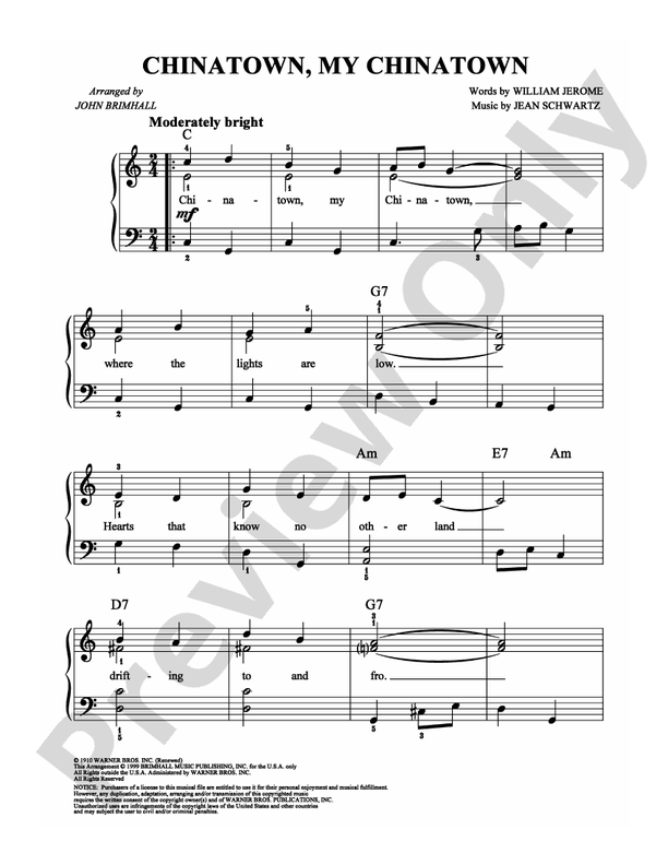 Chinatown, My Chinatown: Easy Piano: Jean Schwartz - Digital Sheet ...