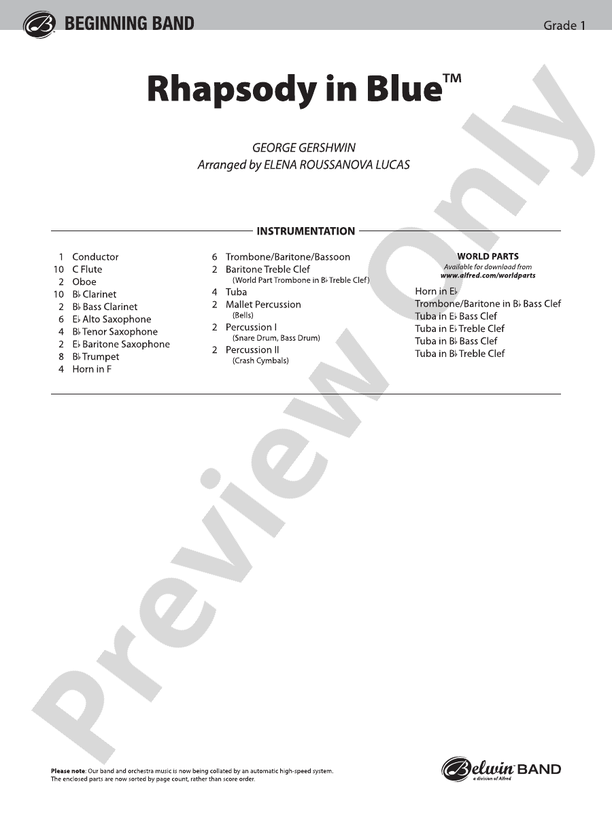 Rhapsody in Blue™: Concert Band Conductor Score & Parts: George ...