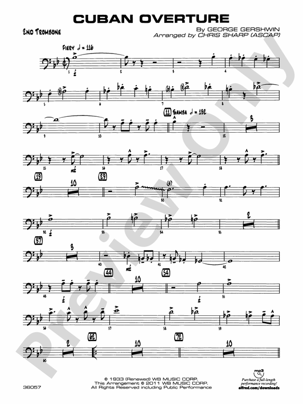 Cuban Overture: 2nd Trombone: 2nd Trombone Part - Digital Sheet Music Download