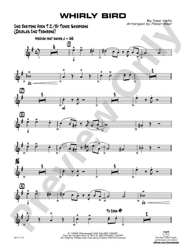 Whirly Bird: 2nd Baritone T.C.: 2nd Baritone T.C. Part - Digital Sheet Music Download