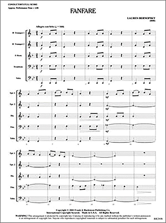 Fanfare: Brass Ensemble Conductor Score: Lauren Bernofsky | Sheet Music