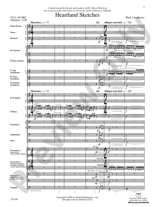 Heartland Sketches: Concert Band Conductor Score & Parts: Mark ...