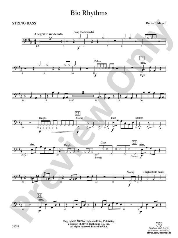 Bio Rhythms: String Bass: String Bass Part - Digital Sheet Music Download