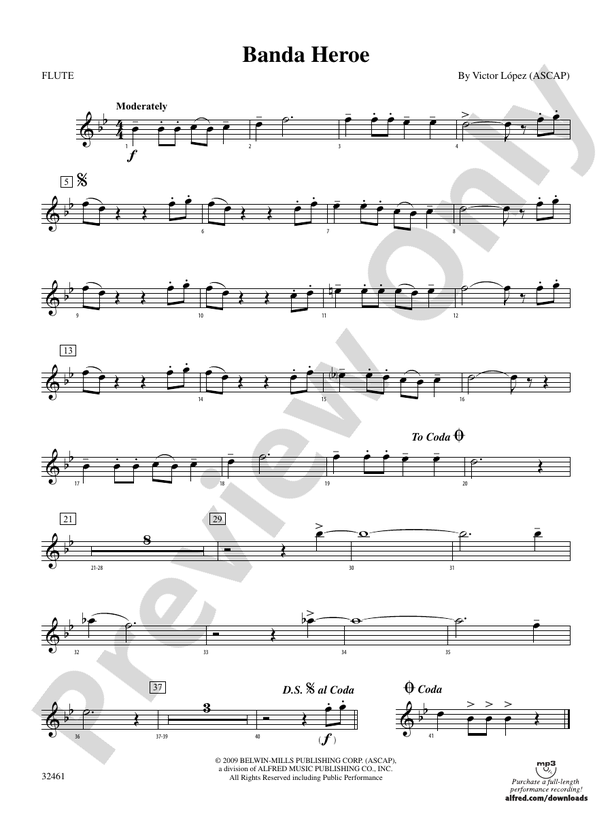 Banda Heroe: Flute: Flute Part - Digital Sheet Music Download
