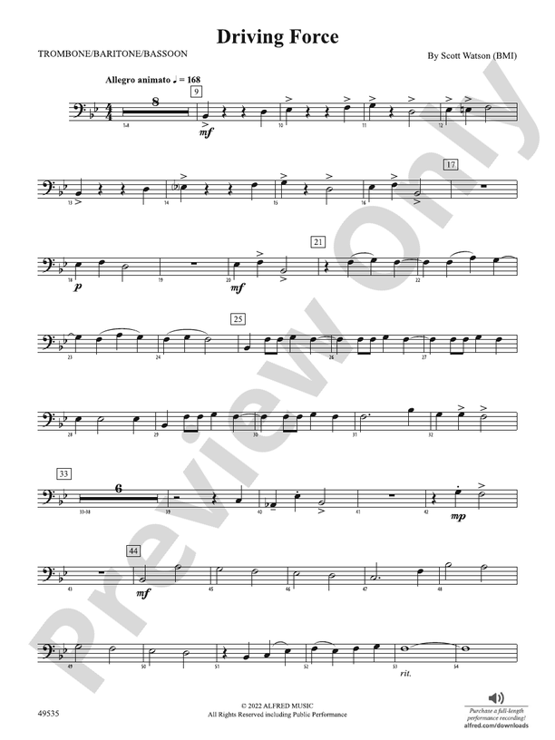 Driving Force: 1st Trombone: 1st Trombone Part - Digital Sheet Music Download