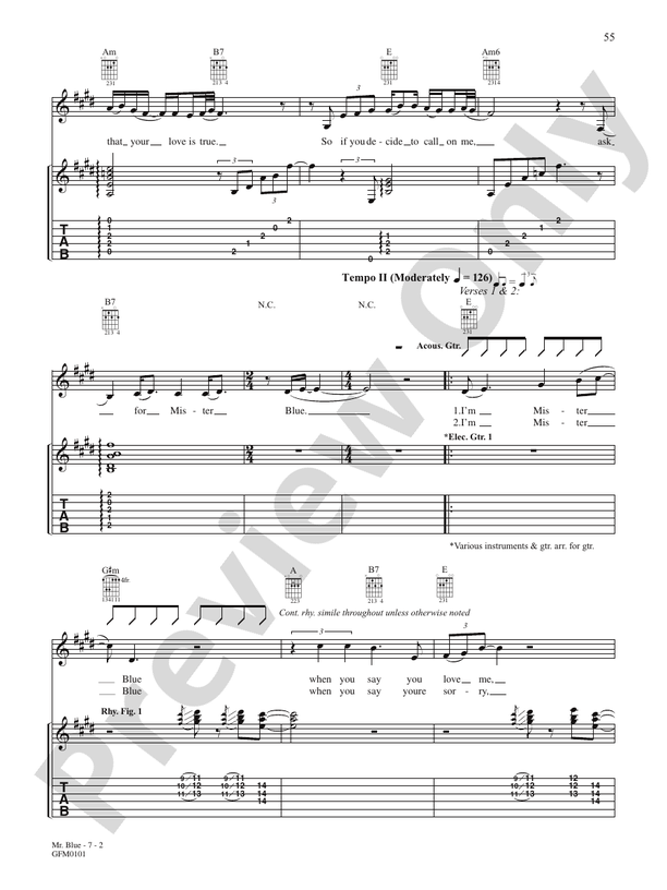 Mister Blue: Guitar: Garth Brooks - Digital Sheet Music Download