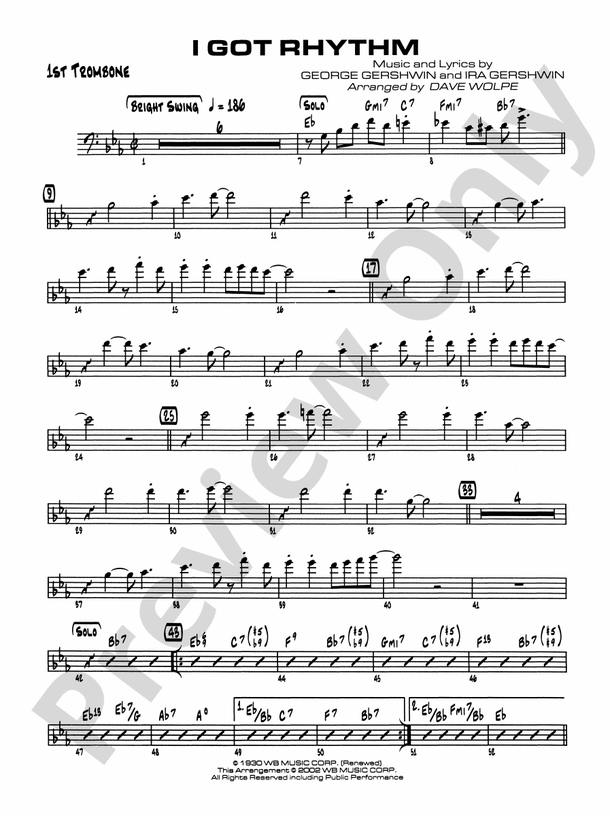 I Got Rhythm: 1st Trombone: 1st Trombone Part - Digital Sheet Music ...