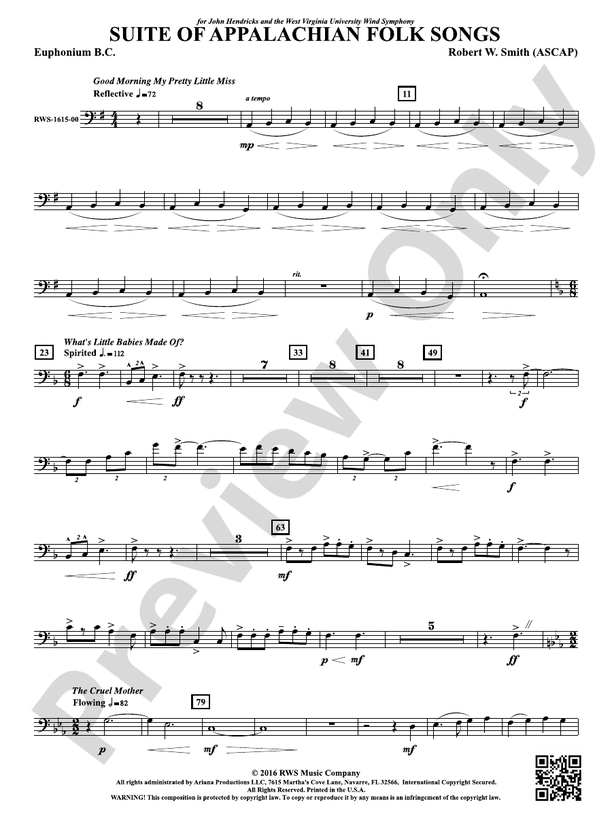 Suite of Appalachian Folk Songs: Baritone B.C.: Baritone B.C. Part ...