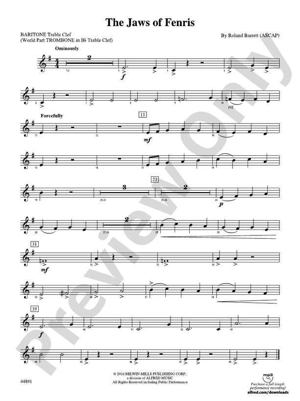 The Jaws of Fenris: Baritone T.C.: Baritone T.C. Part - Digital Sheet ...