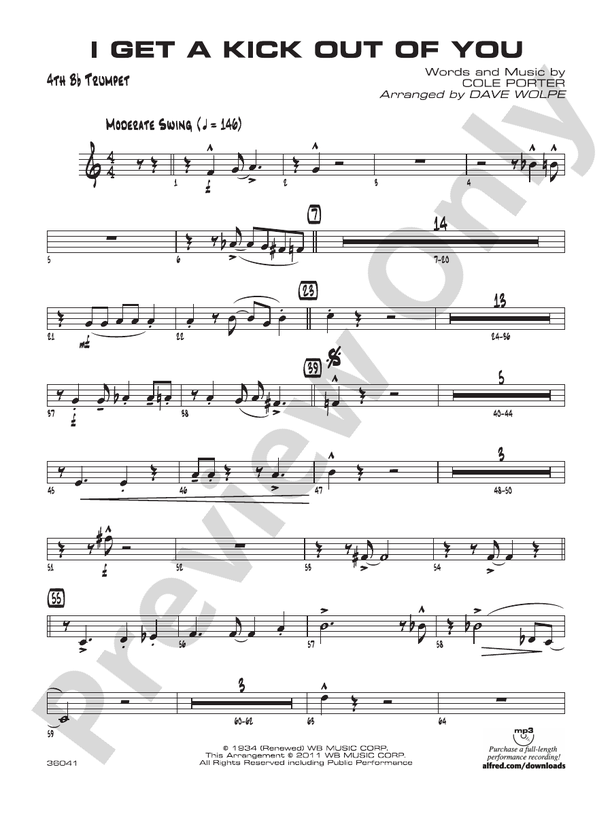I Get a Kick Out of You: 4th B-flat Trumpet: 4th B-flat Trumpet Part ...