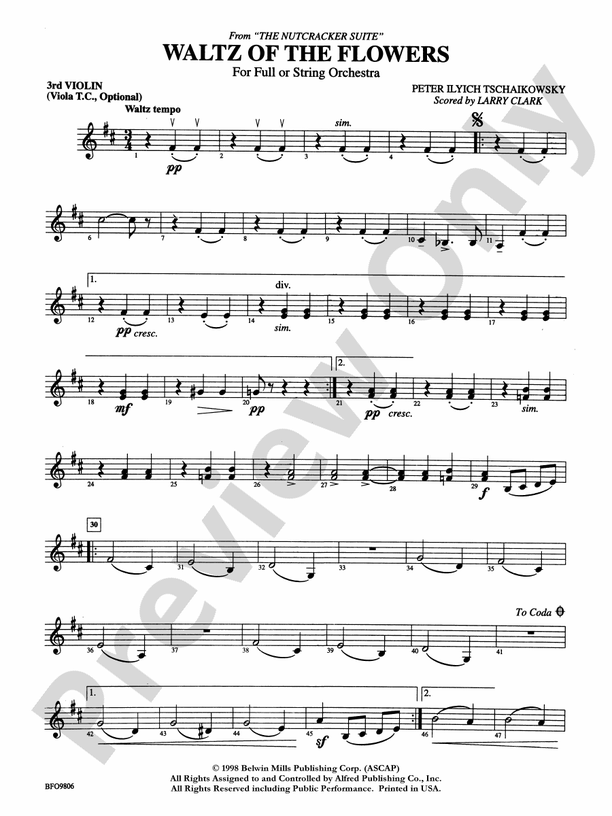 Waltz of the Flowers (from The Nutcracker Suite): 3rd Violin (Viola [TC ...
