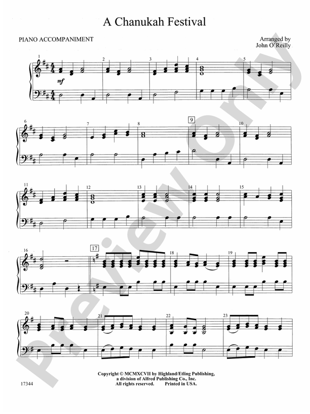 A Chanukah Festival: Piano Accompaniment: Piano Accompaniment Part ...