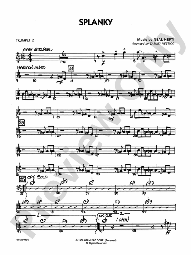 Splanky: 2nd B-flat Trumpet: 2nd B-flat Trumpet Part - Digital Sheet ...