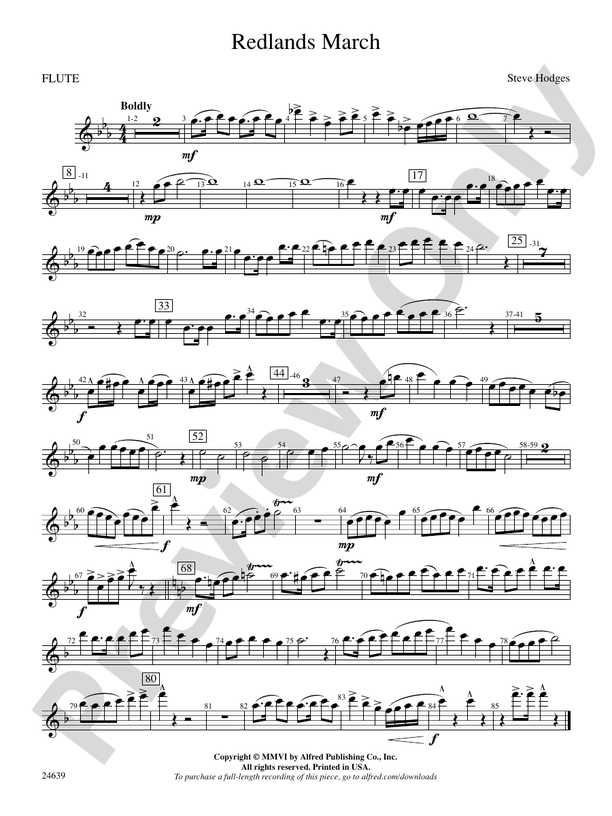 Redlands March: Flute: Flute Part - Digital Sheet Music Download
