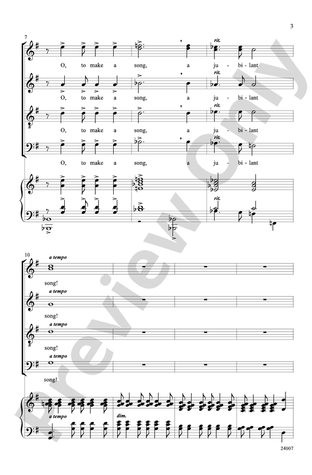 O, to Make a Jubilant Song: SATB Choral Octavo - Digital Sheet Music ...